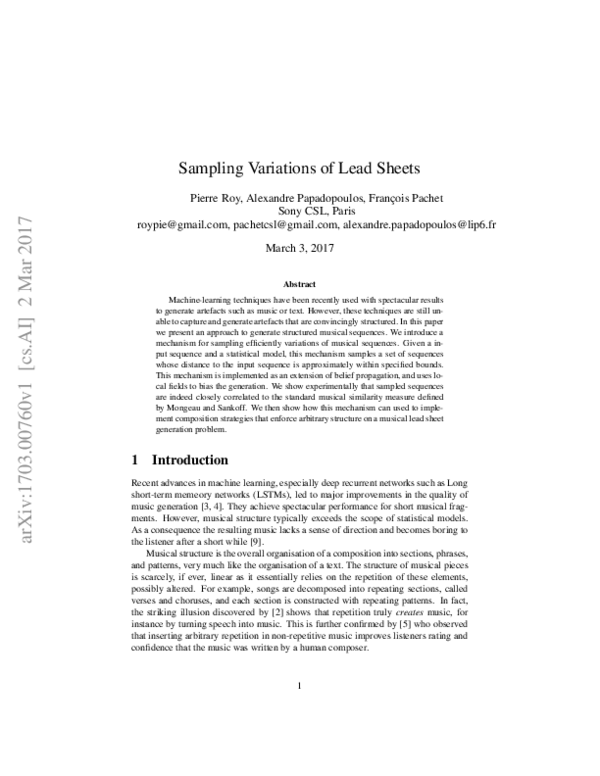 (PDF) Sampling Variations of Lead Sheets