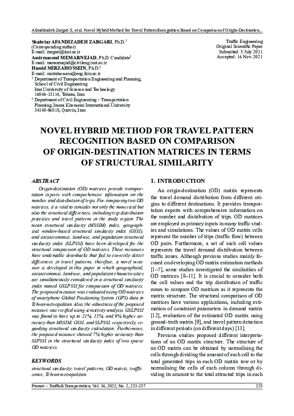 (PDF) Novel Hybrid Method for Travel Pattern Recognition Based on Comparison of Origin ...