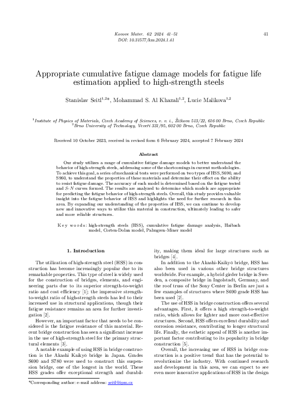 (PDF) Appropriate cumulative fatigue damage models for fatigue life ...
