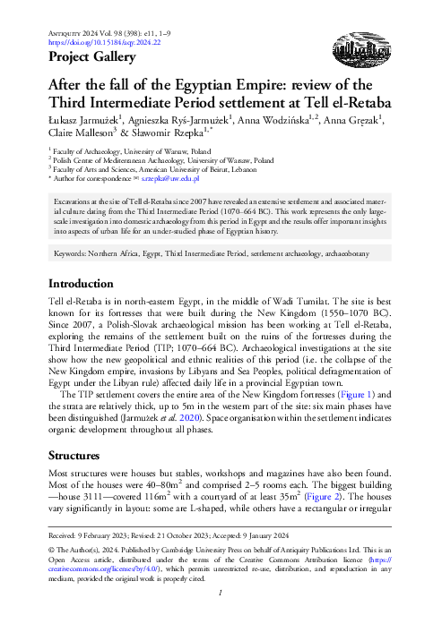 (PDF) After the fall of the Egyptian Empire: review of the Third ...