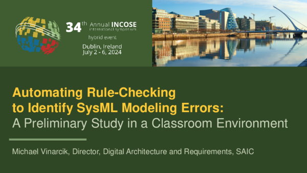 (PDF) Automating Rule-Checking to Identify SysML Modeling Errors: A Preliminary Study in a ...