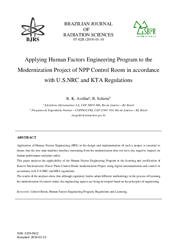 (PDF) Applying Human Factors Engineering Program to the Modernization Project of NPP Control ...