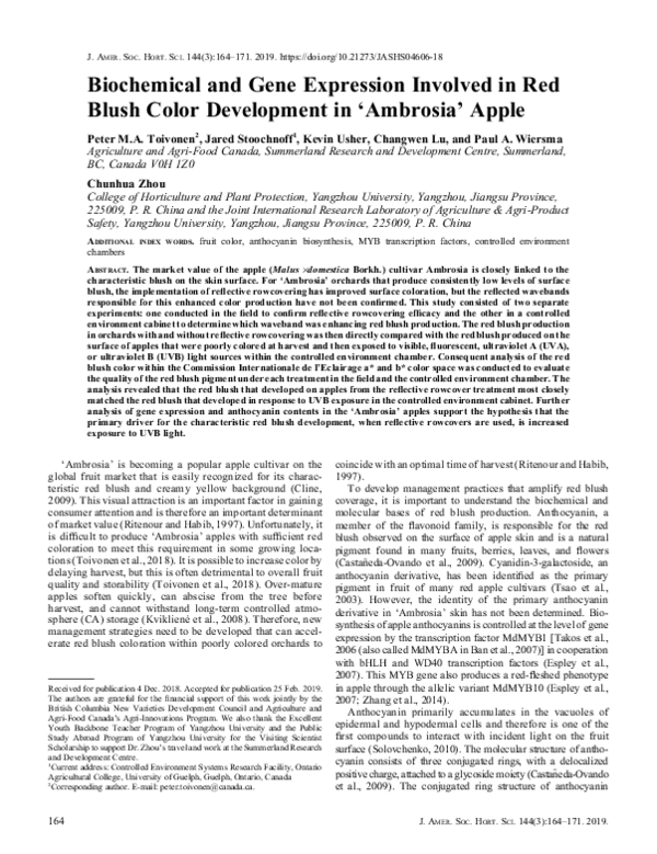 (PDF) Biochemical and Gene Expression Involved in Red Blush Color ...