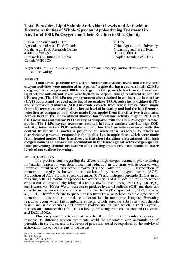 (PDF) Total Peroxides, Lipid Soluble Antioxidant Levels and Antioxidant ...