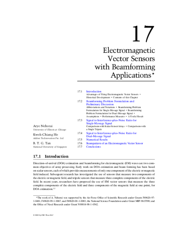 (PDF) Electromagnetic Vector Sensors with Beamforming Applications ⋆