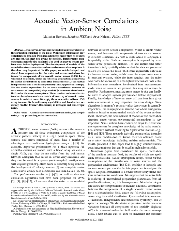 (PDF) Acoustic vector-sensor correlations in ambient noise