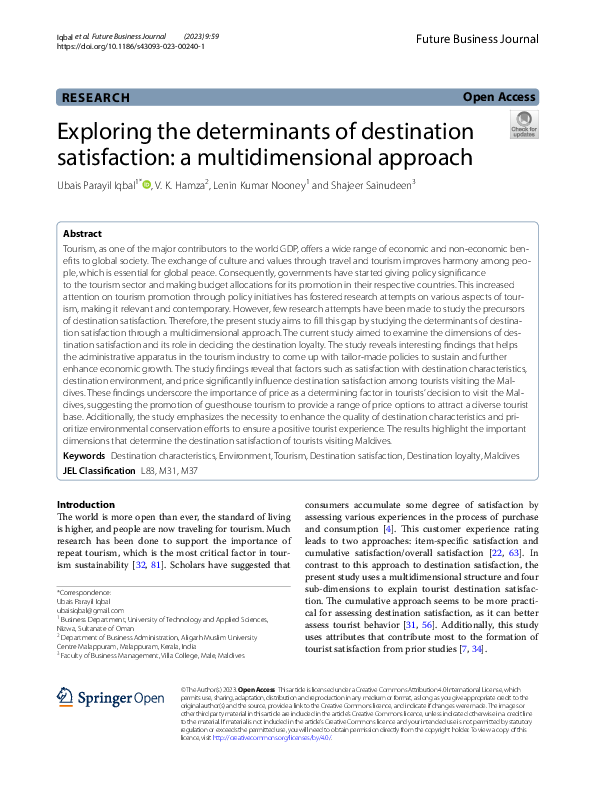 (PDF) Exploring the determinants of destination satisfaction: a ...