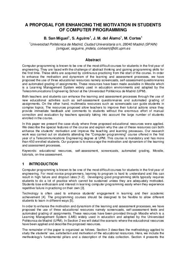 (PDF) A Proposal for Enhancing the Motivation in Students of Computer ...