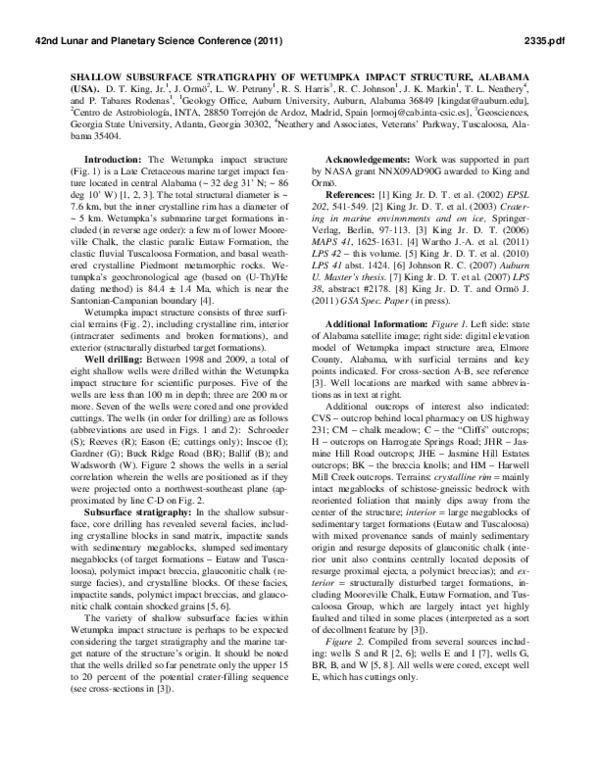 (PDF) Subsurface Stratigraphy of Wetumpka Impact