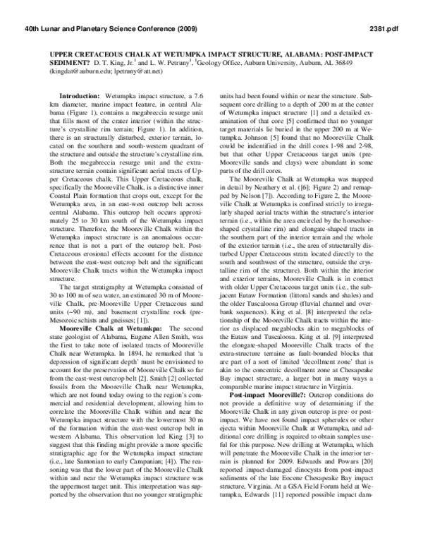 (PDF) Upper Cretaceous Chalk at Wetumpka Impact Structure, Alabama ...