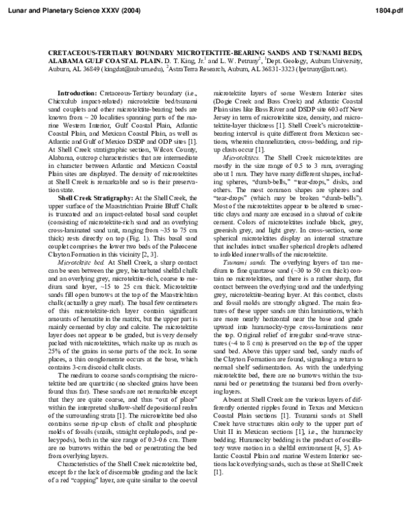 (PDF) Cretaceous-Tertiary Boundary Microtektite-bearing Sands and ...