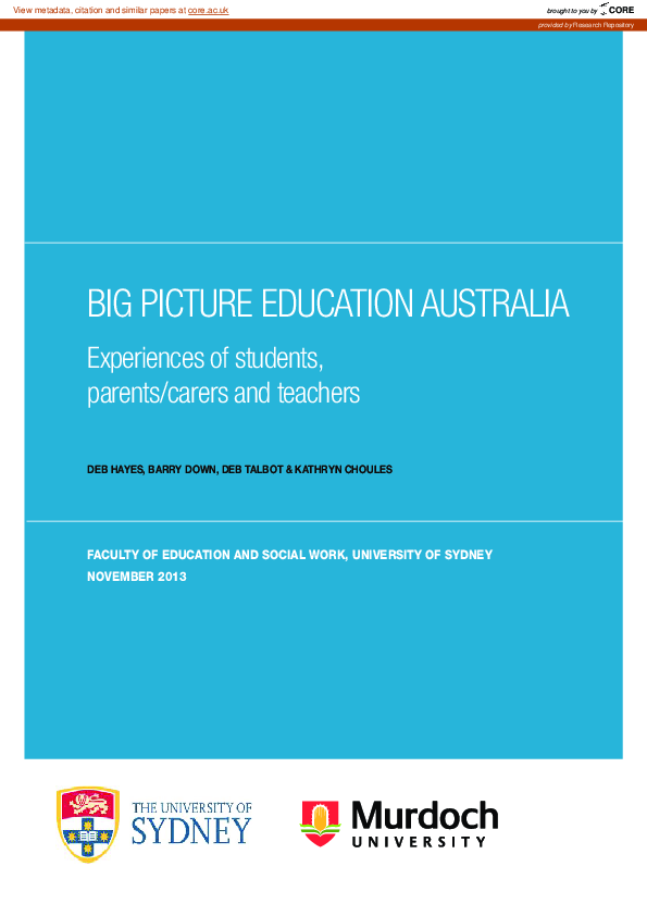 (PDF) BIG PICTURE EDUCATION AUSTRALIA Experiences of students, parents ...