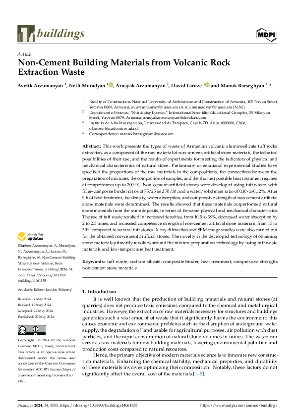 (PDF) Non-Cement Building Materials from Volcanic Rock Extraction Waste