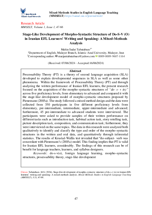 (PDF) Stage-Like Development of Morpho-Syntactic Structure of Do-S-V (O ...