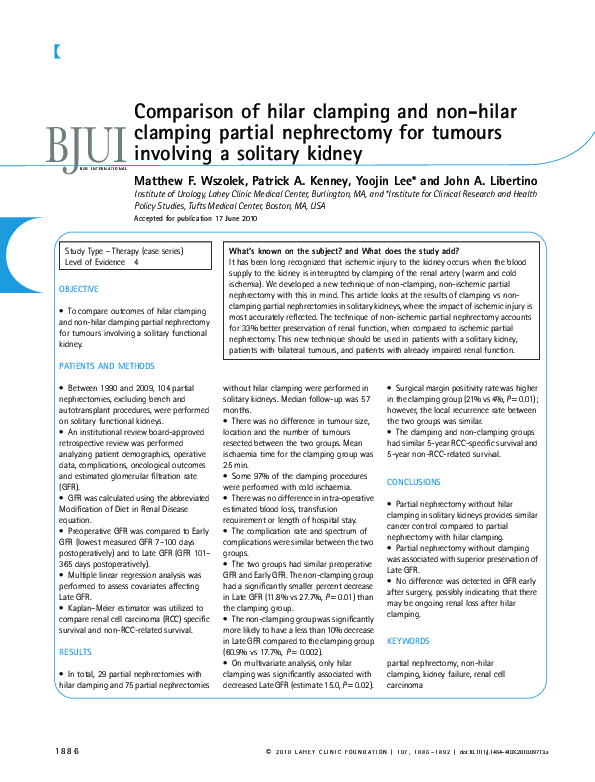 (PDF) Comparison of hilar clamping and non-hilar clamping partial ...