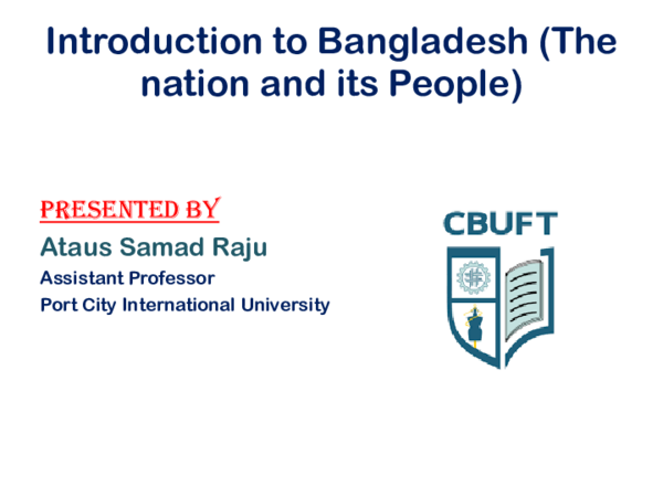 (PDF) Introduction to Bangladesh (The nation and its People)