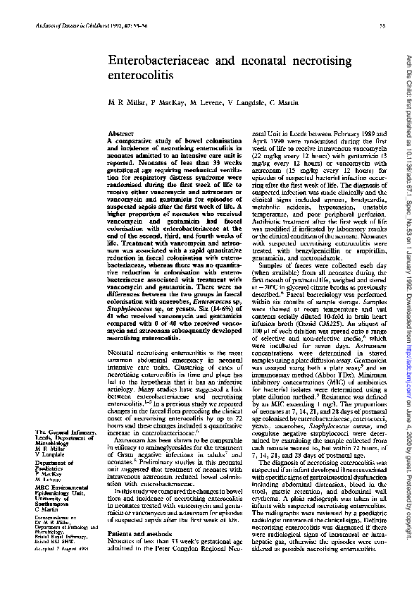 (PDF) Enterobacteriaceae and neonatal necrotising enterocolitis
