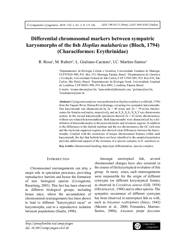 (PDF) Differential chromosomal markers between sympatric karyomorphs of ...