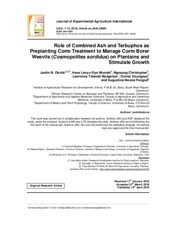 (PDF) Role of Combined Ash and Terbuphos as Preplanting Corm Treatment ...