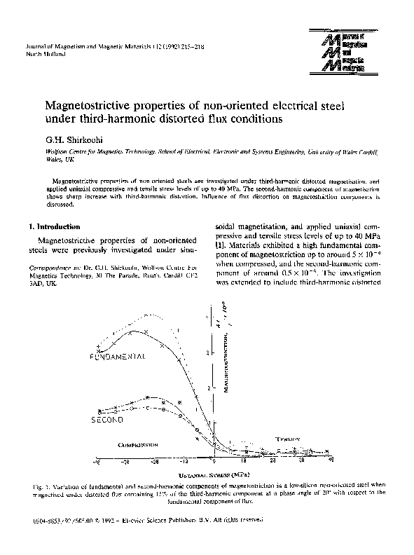 (PDF) Magnetostriction in Steels Under Flux Distortion