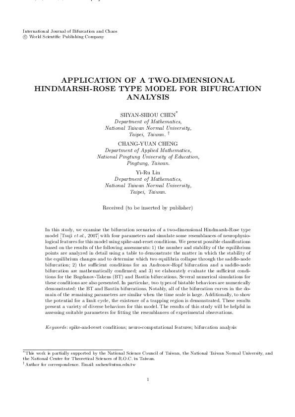 (PDF) Application of a Two-Dimensional Hindmarsh–Rose Type Model for ...