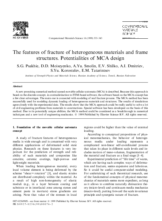 (PDF) The features of fracture of heterogeneous materials and frame structures. Potentialities ...