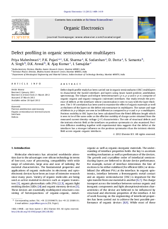 (PDF) Defect profiling in organic semiconductor multilayers