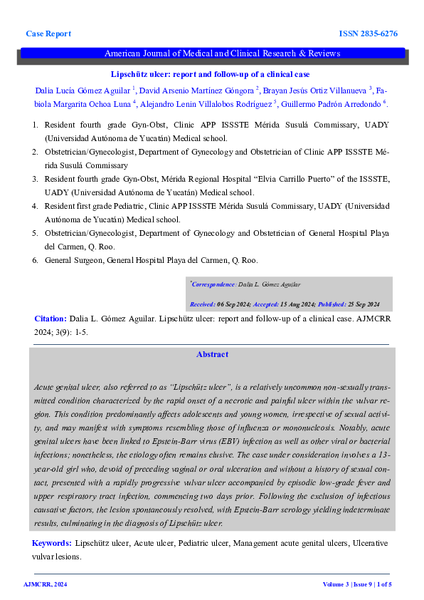 (PDF) Lipschutz ulcer report and follow up of a clinical case