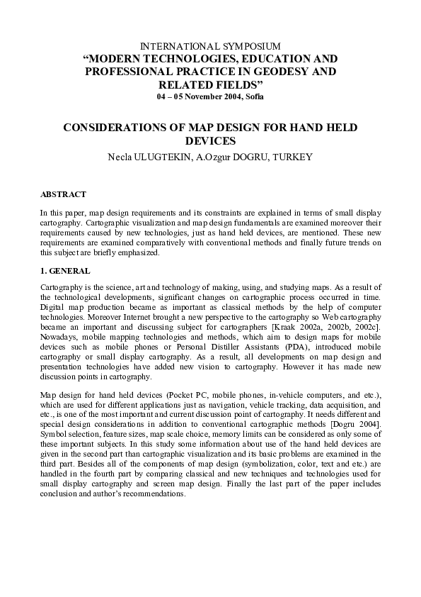 (PDF) Considerations of Map Design for Hand Held Devices