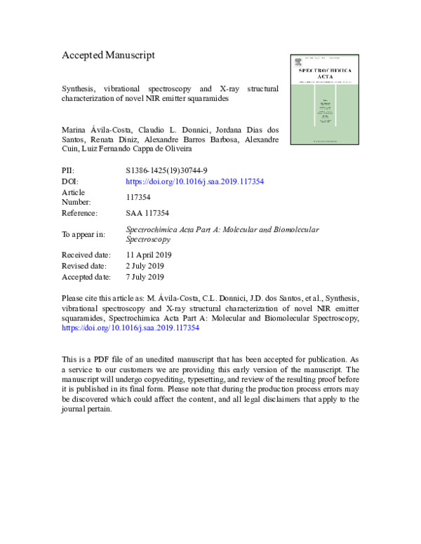 (PDF) Synthesis, vibrational spectroscopy and X-ray structural characterization of novel NIR ...