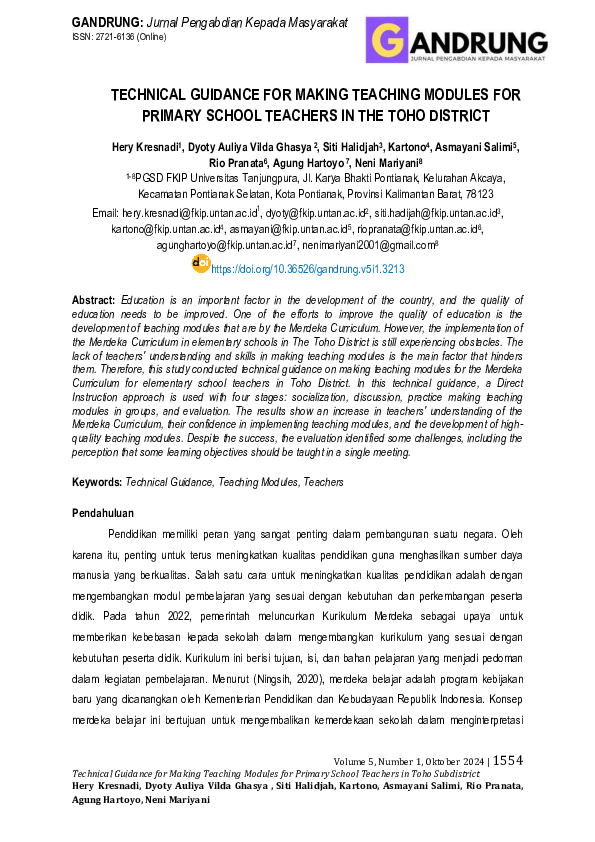 (PDF) Technical Guidance for Making Teaching Modules for Primary School ...