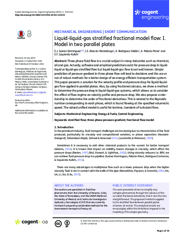 (PDF) Liquid-liquid-gas stratified fractional model flow: I. Model in ...