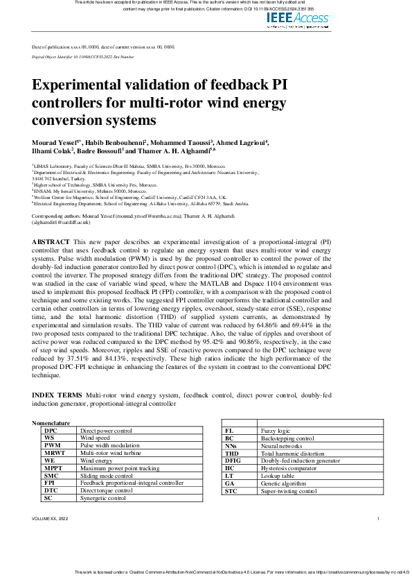(PDF) Experimental validation of feedback PI controllers for multi-rotor wind energy conversion ...