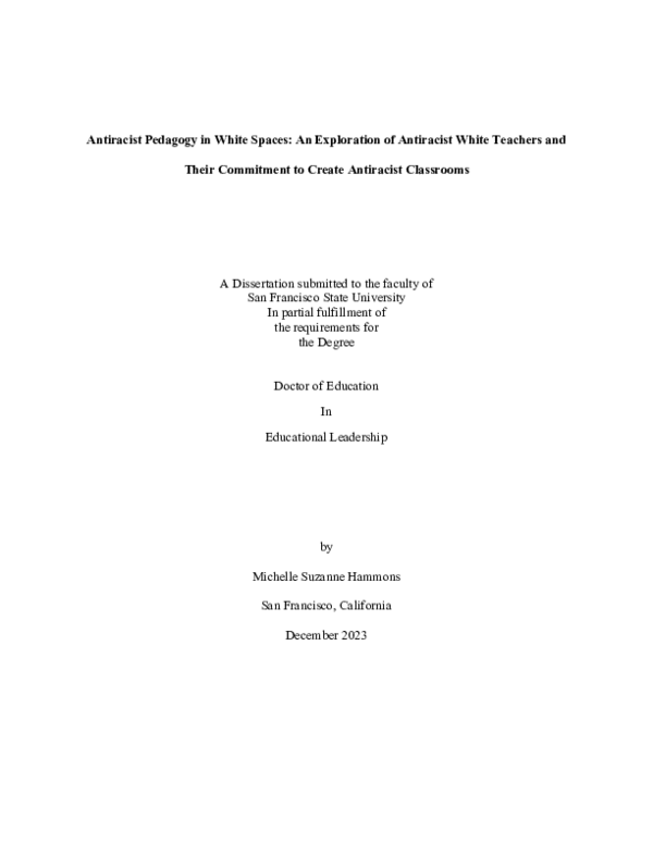 (PDF) Antiracist Pedagogy in White Spaces: An Exploration of Antiracist ...