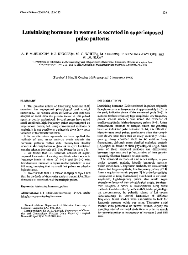 (PDF) Luteinizing hormone in women is secreted in superimposed pulse ...
