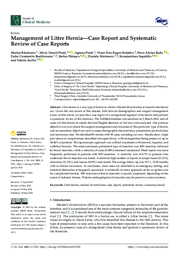 (PDF) Management of Littre Hernia-Case Report and Systematic Review of ...
