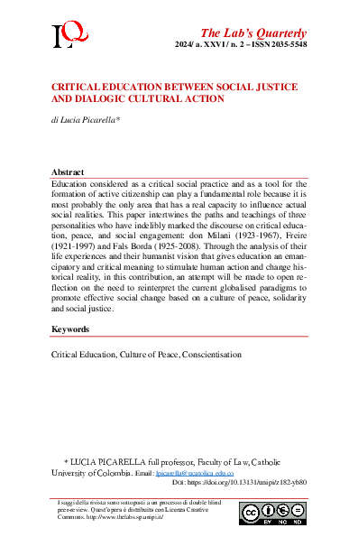 (PDF) CRITICAL EDUCATION BETWEEN SOCIAL JUSTICE AND DIALOGIC CULTURAL ...