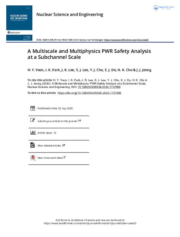 (PDF) A Multiscale and Multiphysics PWR Safety Analysis at a Subchannel ...