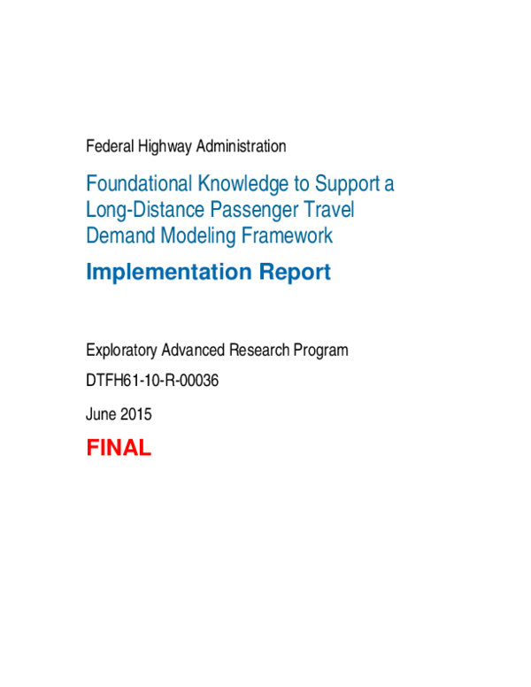 (PDF) Foundational Knowledge to Support a Long-Distance Passenger ...