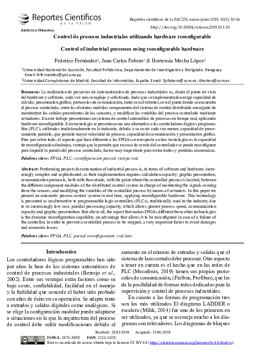 Pdf Control Of Industrial Processes Using Reconfigurable Hardware