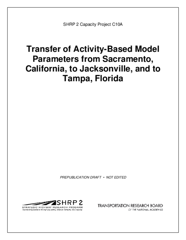 (PDF) Transfer of Activity-Based Model Parameters from Sacramento, California, to Jacksonville ...