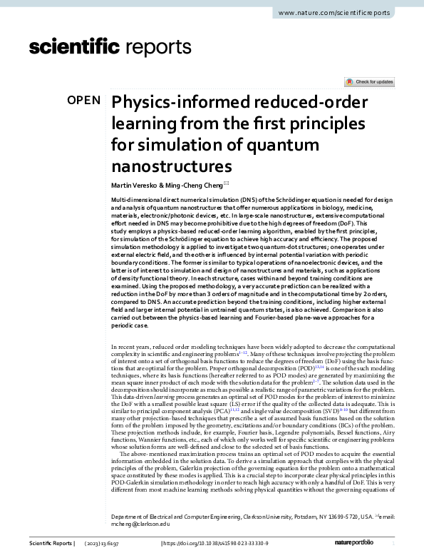 (PDF) Physics-informed reduced-order learning from the first principles ...