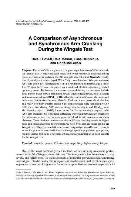 (PDF) A Comparison of Asynchronous and Synchronous Arm Cranking during ...
