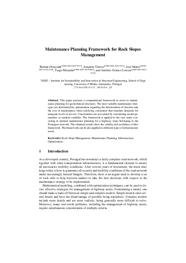 (PDF) Maintenance Planning Framework for Rock Slope Management (PDF) Maintenance Planning Framework for Rock Slope Management