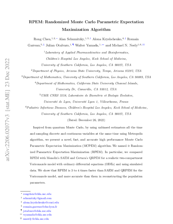 (PDF) RPEM: Randomized Monte Carlo Parametric Expectation Maximization ...