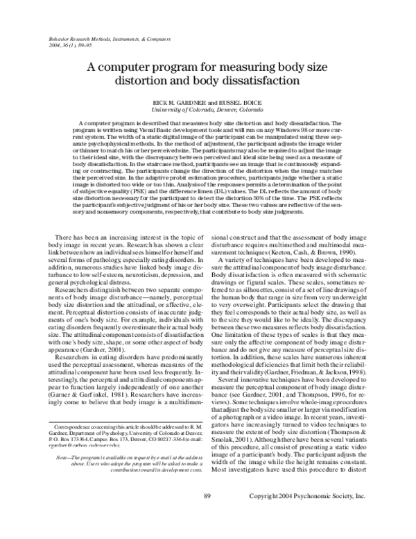 (PDF) A computer program for measuring body size distortion and body ...