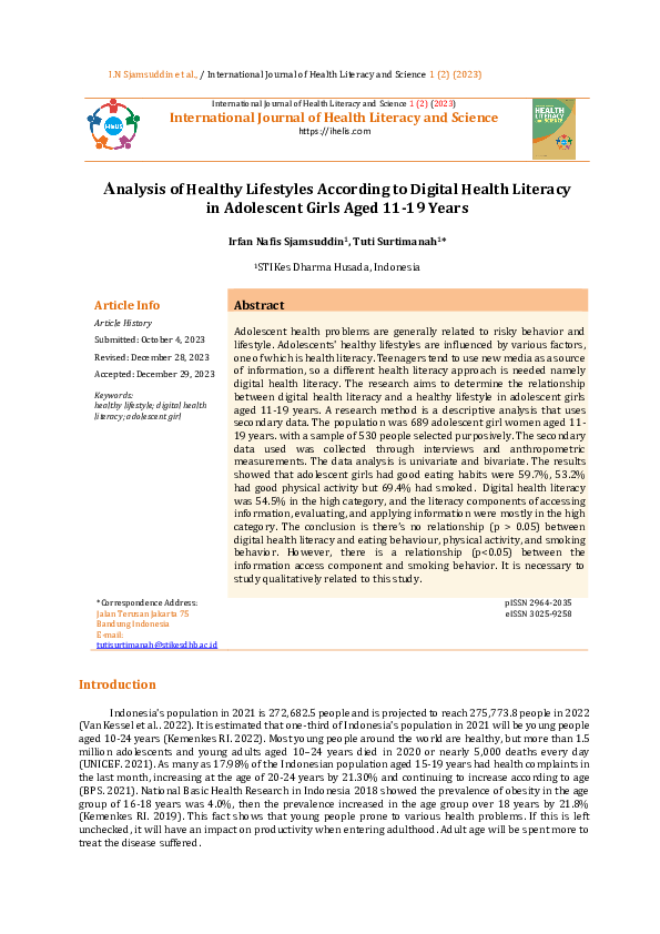 (PDF) Analysis of Healthy Lifestyles According to Digital Health ...
