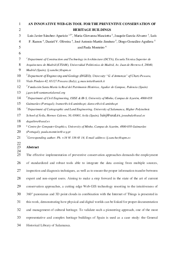 (PDF) Web-GIS approach to preventive conservation of heritage buildings