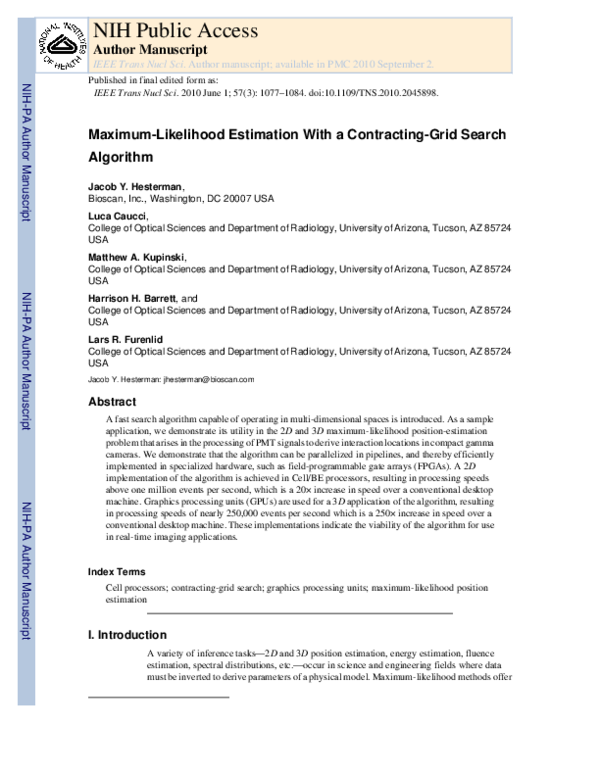 (PDF) Maximum-Likelihood Estimation With a Contracting-Grid Search Algorithm