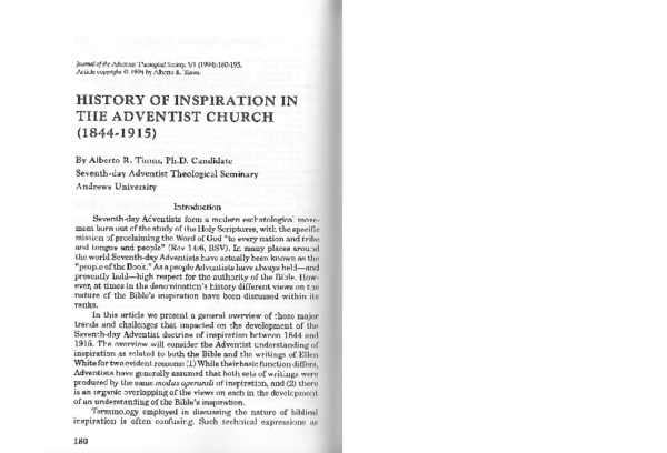 (PDF) History of Inspiration in the Adventist Church (1844-1915)